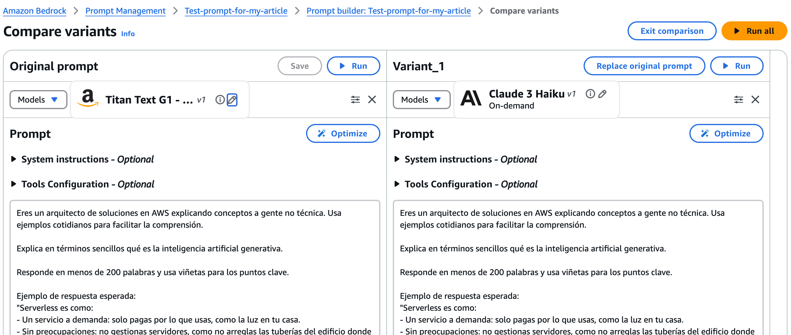 Prompts II - Domina la Gestión de Prompts en Amazon Bedrock: Versionado, Optimización y Buenas ...